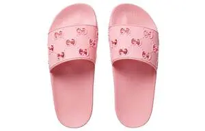 Gucci Gg Slide Rubber Sandals - Pink