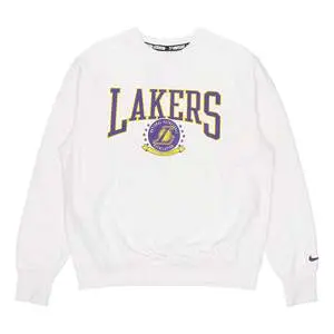 Nike Nba Los Angeles Lakers Fleece Lined Stay Warm Pullover Round Neck Sports Gray White - Default Color