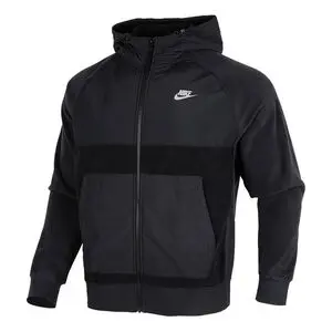 Nike Splicing Pullover Fleece Lined Hoodie - Black