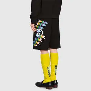 Gucci Ss21 Interlock Double G Printing Cotton Shorts