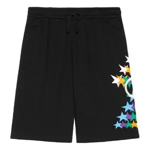 Gucci Ss21 Interlock Double G Printing Cotton Shorts - Black