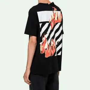 Off-White Virgil Abloh Diag Fire Short Sleeve - Black