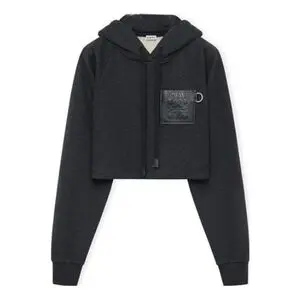 Loewe Cropped Hoodie - Black