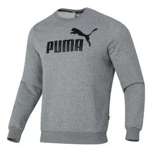 PUMA Letter Print Fleece Pullover Sweatshirt - Grey/black