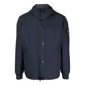 Stone Island Zip-up Hooded Jacket - Navy