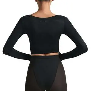 Nike X Skims Stretch Knit Wrap Long Sleeve Cropped Top