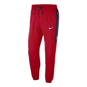 Nike Nba Brooklyn Nets Contrasting Colors Logo Fleece Lacing Sports Pants/trousers/joggers Red - Multi-color