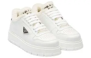 PRADA Prada Leather And Shearling Sneakers