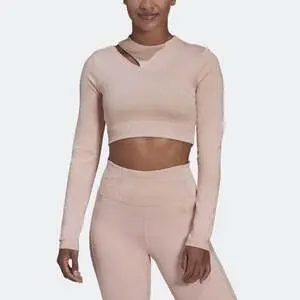 Adidas Long Sleeve Cropped Sports Top - Pink