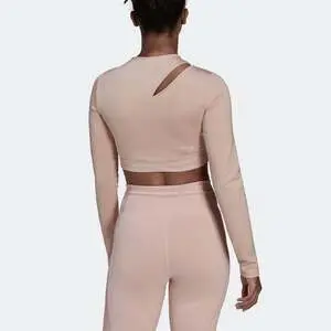 Adidas Long Sleeve Cropped Sports Top - Pink