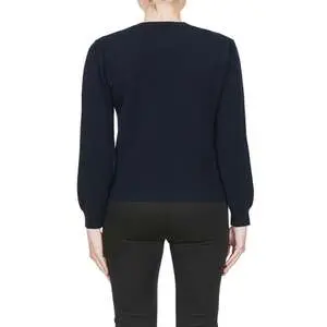 Play Comme Des Garcon V-neck Long Sleeve T-shirt With Red Emblem