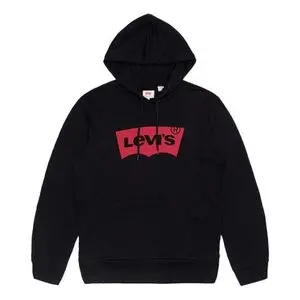 LEVI'S Logo Drawstring Hoodie - Black