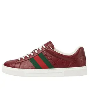 Gucci Gucci Ace Leather Sneakers Red Monogram