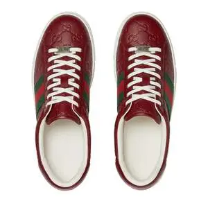Gucci Ace Leather Sneakers - Red Monogram