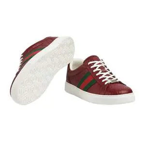 Gucci Ace Leather Sneakers - Red Monogram