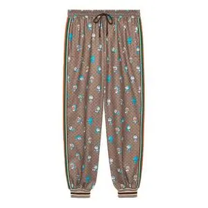Gucci X Doraemon Ss21 Monogram Pants - Brown