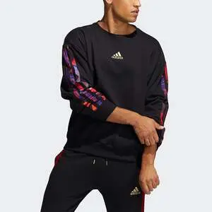 Adidas Graphic Print Crewneck Sweatshirt - Black