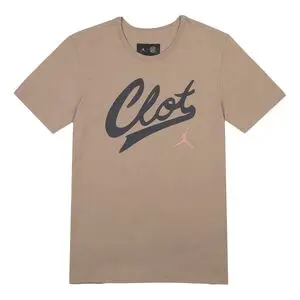 JORDAN X Clot Crossover Logo Sports Short Sleeve T-shirt - Khaki