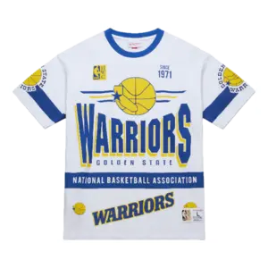 Mitchell & Ness Nba Origins Premium Vintage T-shirt 'golden State Warriors - White/blue