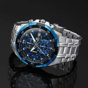 Casio Edifice Stainless Steel Link Strap Analog Watch - Black/blue