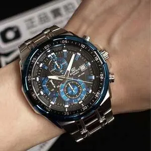 Casio Edifice Stainless Steel Link Strap Analog Watch - Black/blue