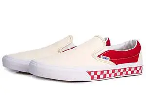 VANS Classic Slip-on Checkerboard Sneakers - Red/white