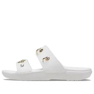 CROCS Embellished Slide Sandals - White