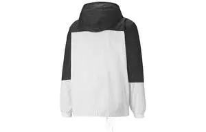 PUMA Mvp Colorblock Drawstring Hooded Woven Windbreaker Jacket - Black
