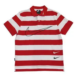 Nike Swoosh Stripe Short Sleeve Polo Red White