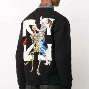 Off-White Wet Floor" Graphic Knit Sweater