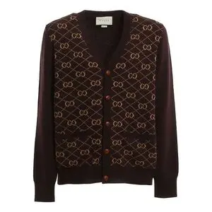 Gucci Gg Jacquard Alphabet Pattern Knitwear Cardigan