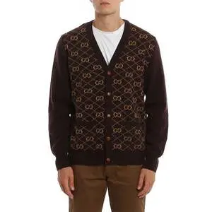Gucci Gg Jacquard Alphabet Pattern Knitwear Cardigan