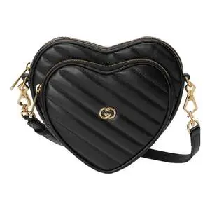 Gucci Interlocking G Heart Shoulder Bag - Black