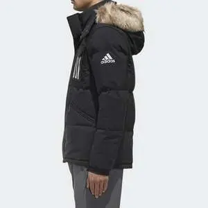 Adidas Down Puffa 3-stripes Parka With Fur Trimmed Hood