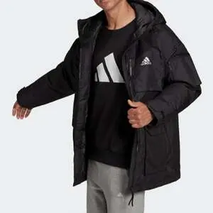Adidas Logo Down Jacket With Multiple Pockets