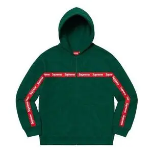 Supreme Supreme Text Stripe Zip Up Hooded Sweatshirt Green
