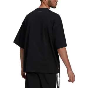 Adidas Tee Logo Breathable Solid Color Casual Sports Short Sleeve Black T-shirt - Default Color