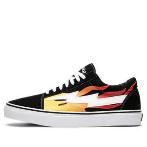 REVENGE X STORM Low Top Sneakers With Flame Detail - Black Flame