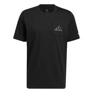 Adidas Logo Printing Solid Color Round Neck Pullover Short Sleeve Black T-shirt - Multi-color