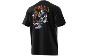 Adidas Logo Printing Solid Color Round Neck Pullover Short Sleeve Black T-shirt