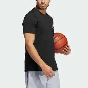 Adidas Logo Printing Solid Color Round Neck Pullover Short Sleeve Black T-shirt