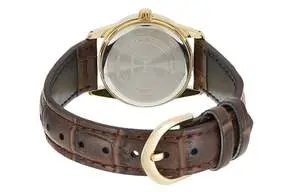 Casio Quartz Analog Watch With Leather Strap - Gold