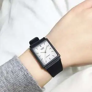 Casio Analog Quartz Watch With White Dial And Black Strap
