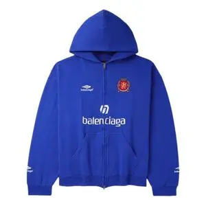 Balenciaga Logo Zip-up Hoodie - Blue