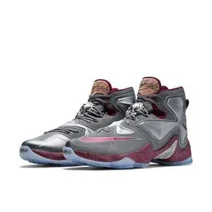 Nike Lebron 13 High Top Basketball Sneakers - Grey/red/goldsilver