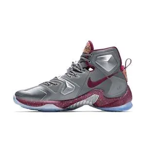 Nike Lebron 13 High Top Basketball Sneakers - Grey/red/goldsilver
