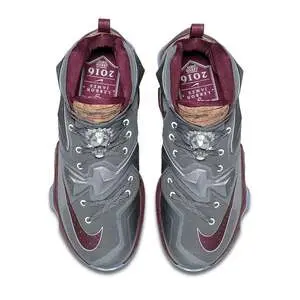 Nike Lebron 13 High Top Basketball Sneakers - Grey/red/goldsilver