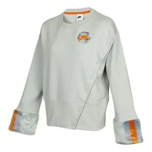 Nike Fleece Crewneck Sweatshirt With Faux Fur Cuffs - Grey