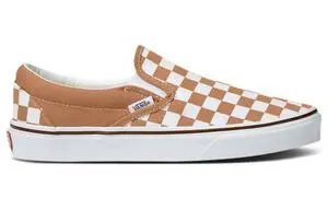VANS Classic Slip-on Checkerboard Shoes - Tan/white