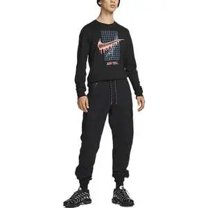 Nike Alphabet Logo Pattern Printing Long Sleeves Asia Edition Black T-shirt